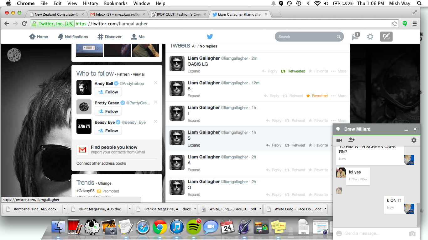 Liam Gallagher Just Tweeted the Word "Oasis" One Letter at a Time