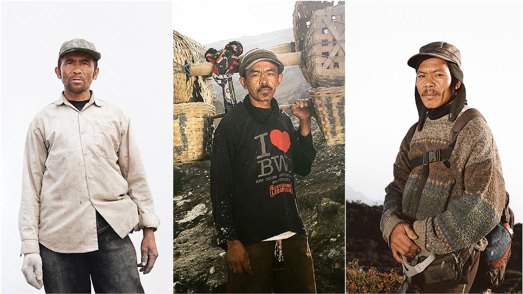 Fotografii cu minerii care-și riscă viața într-un iad de sulf