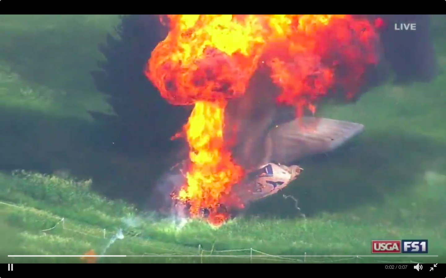 Blimp Deflates, Catches Fire, and Crashes Near US Open