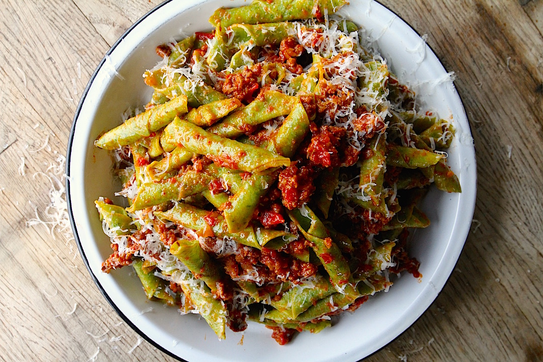 Step Up Your Pasta Bolognese with This Lamb and Spinach Garganelli
