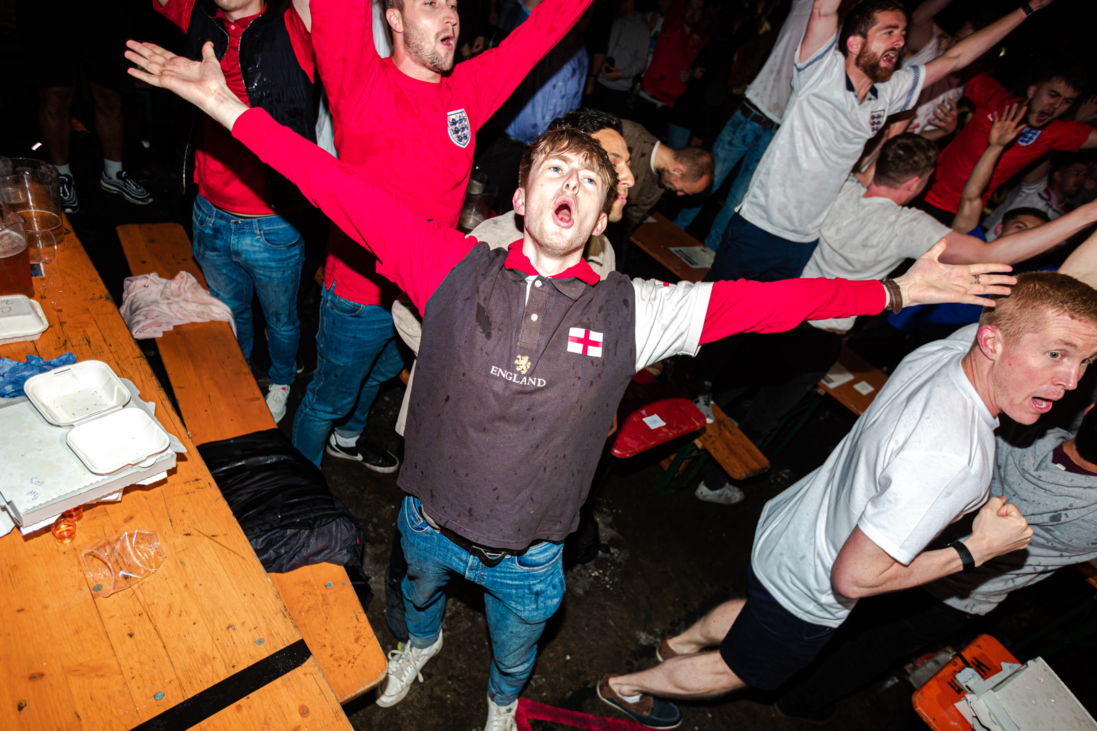 Photos of England Fans the Exact Moment England Beat Germany
